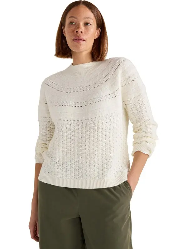 HAVEN WELL WITHIN Heirloom Mixed Stitch Crewneck Sweater - Ivory