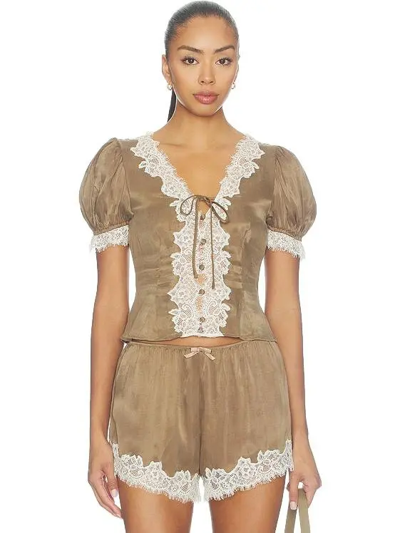For Love & Lemons Luna Top - Brown