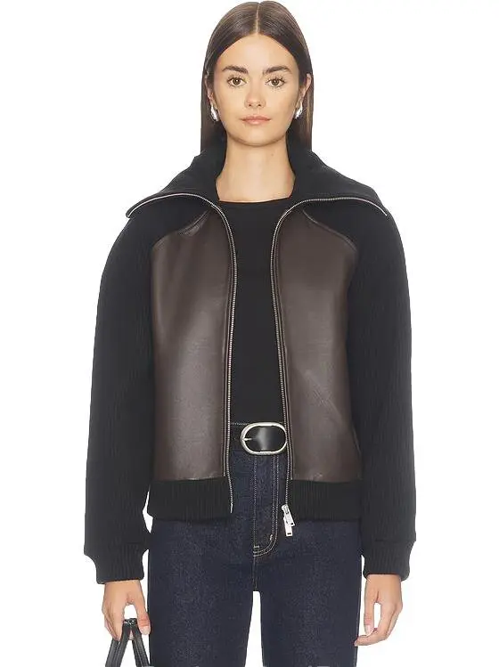 Samsøe Samsøe Saolive Leather Jacket In Brown - Mulch
