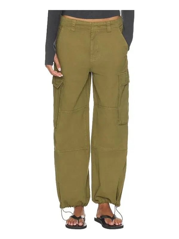 PISTOLA Petra Drawstring Harem Cargo Pant In Green - Deep Moss