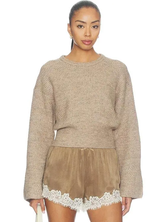 Good American The Chunky Knit Sweater In Brown - Dusk