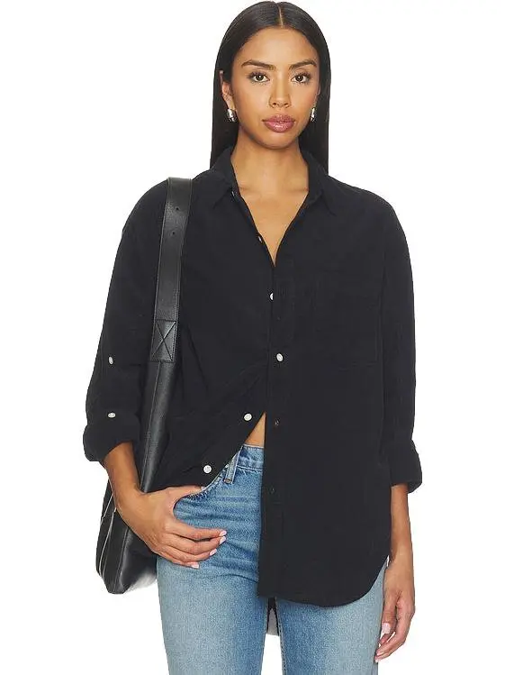 Citizens Of Humanity Kayla Corduroy Shirt In Black - Charcoal