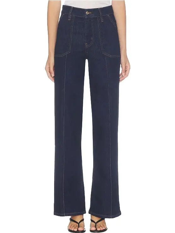 FRAME Le Slim Palazzo Pintuck Pocket In Blue - Rinse