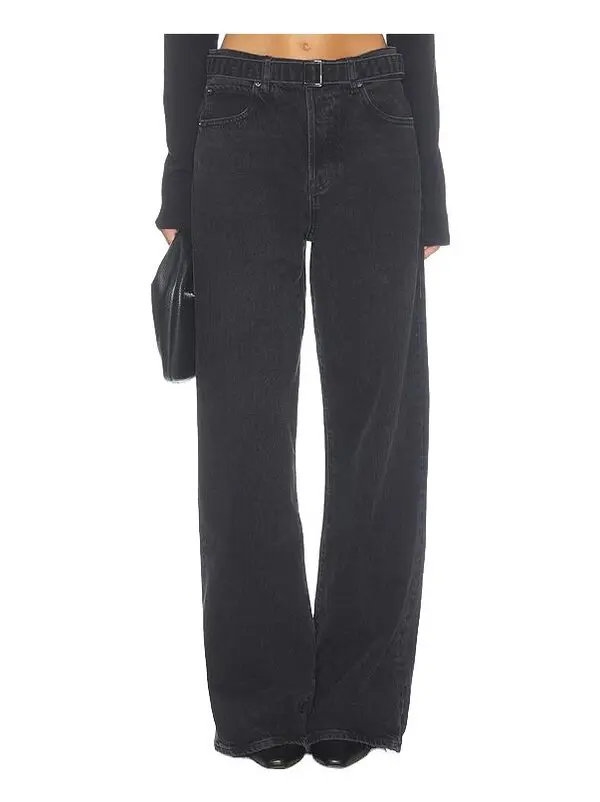 FRAME The Belted Loose Jeans In Black - Venue