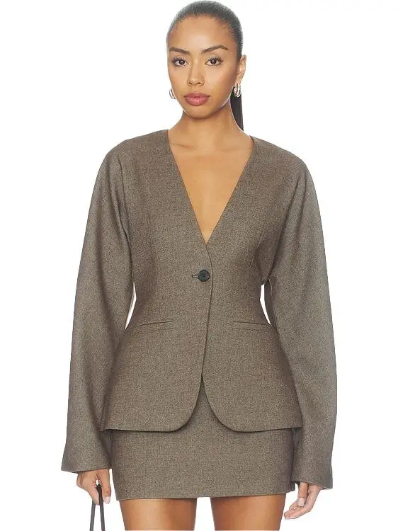 FAVORITE DAUGHTER The Power Move Blazer In Brown - Espresso