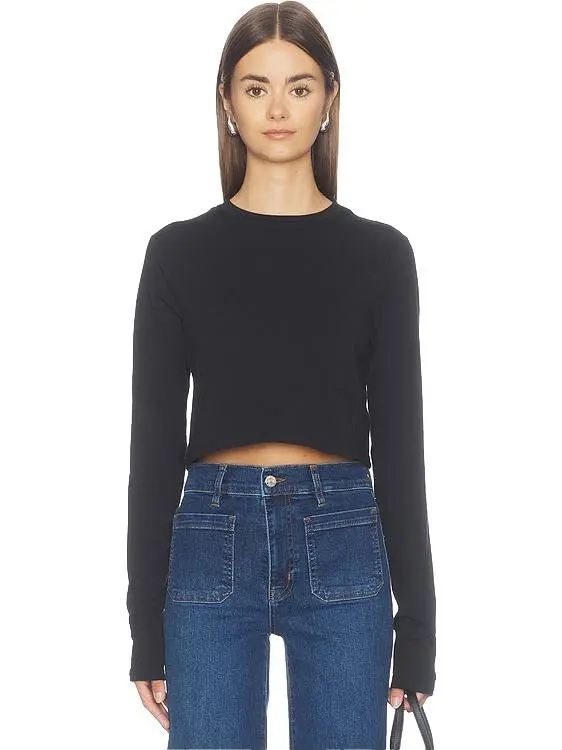 FAVORITE DAUGHTER The Laura Crop Top Long Sleeve - Black