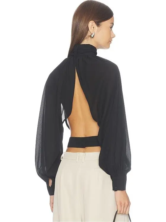 MORE TO COME Merilee Open Back Top - Black