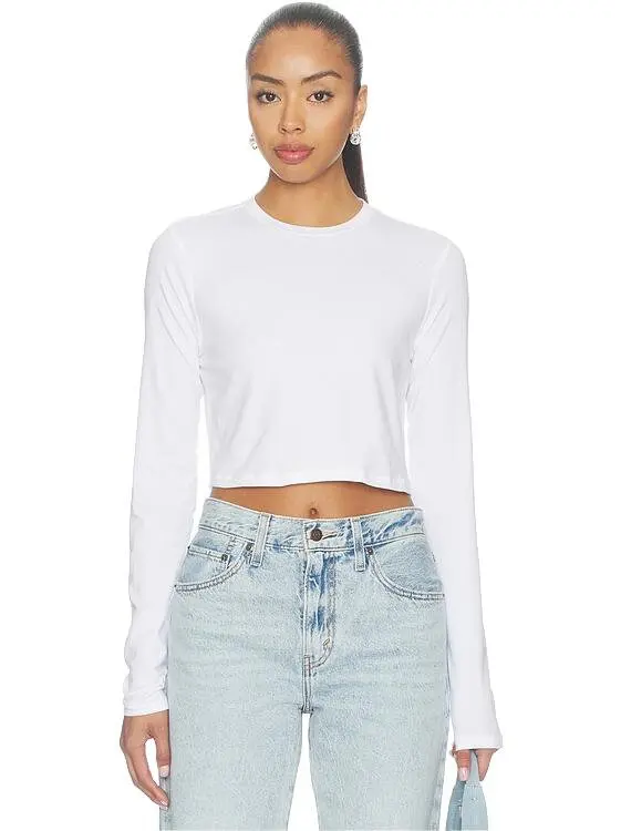 FAVORITE DAUGHTER The Laura Crop Top Long Sleeve - White