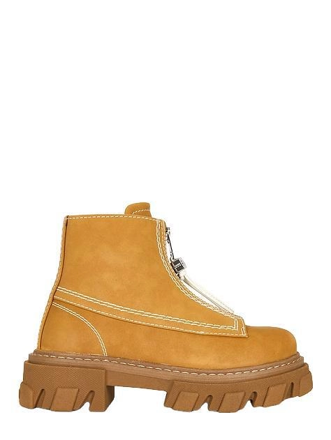 GANNI Cleated Zip Boot In Brown - Brown Sugar