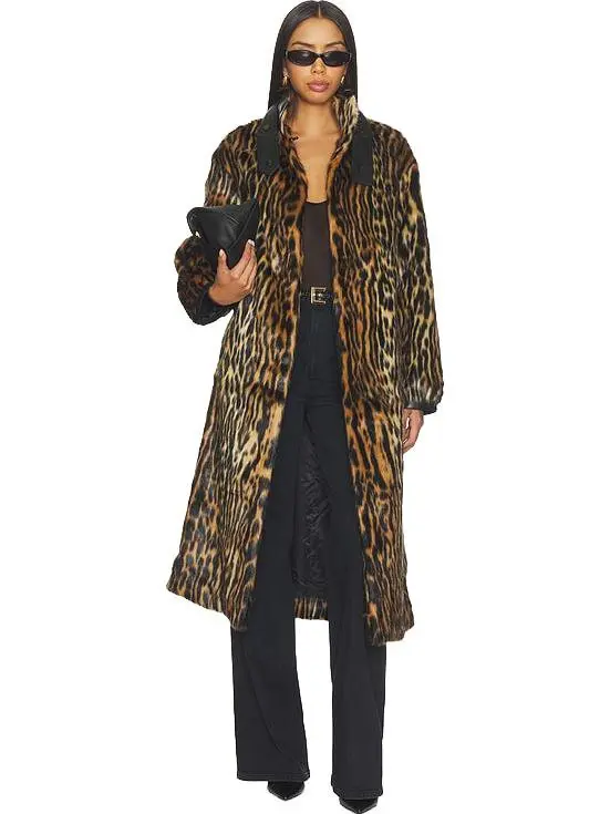 ET OCHS Vonn Combo Coat In Brown - Leopard Multi