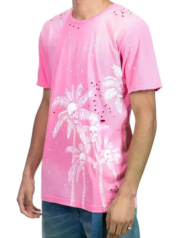 DOMREBEL Skull-print Paint-splatter T-shirt - Pink