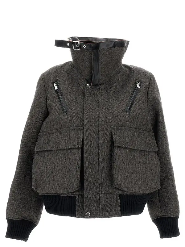 Sacai Gubbotto Imbottito Herringbone - Brown