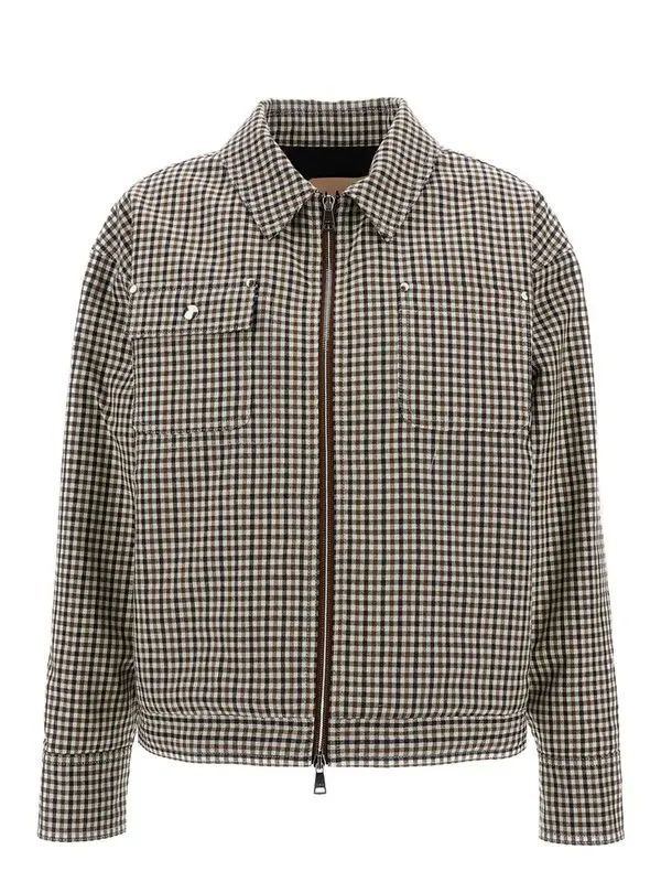 Plan C Giacca Blouson In Lana A Quadri - Multicolor