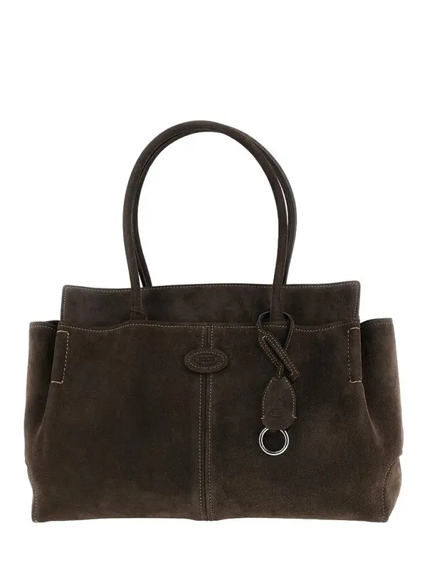 TOD'S Borsa Shopping Media In Pelle Scamosciata - Marrone