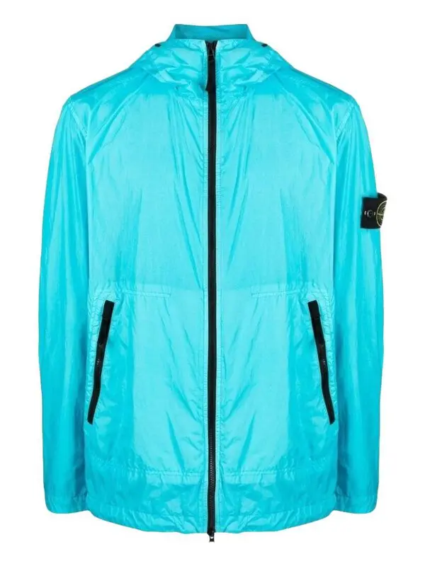 Stone Island Zip-up Hooded Jacket - Turquoise