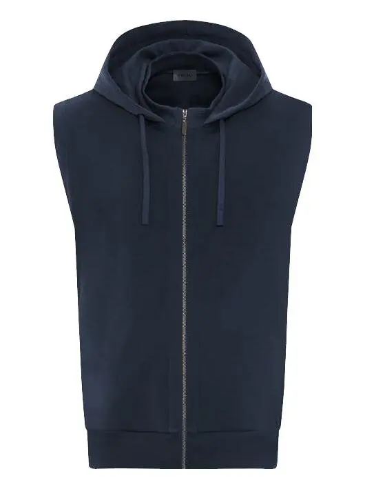 Hanro Natural Living Hooded French Terry Zip-up Vest - Deep Navy