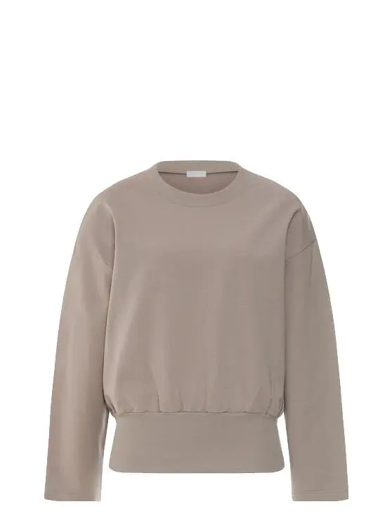 Hanro Natural Living Cotton Blend French Terry Sweatshirt - Rose Grey