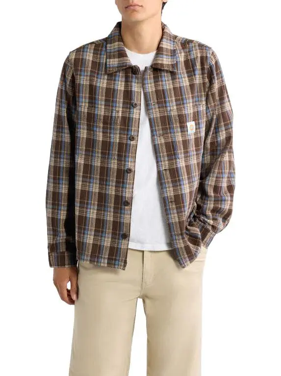 RHYTHM Alex Check Long Sleeve Button Up Shirt - Chestnut