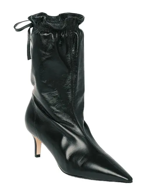 Cinq À Sept Alex Scrunched Leather Bootie - Black