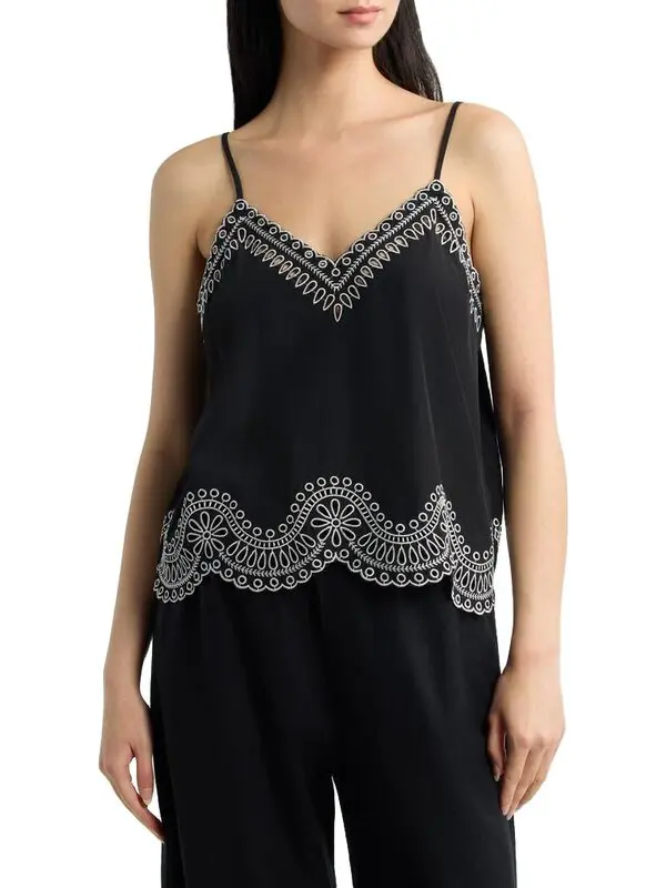 A.REN Isaly Eyelet Embroidered Camisole - Black