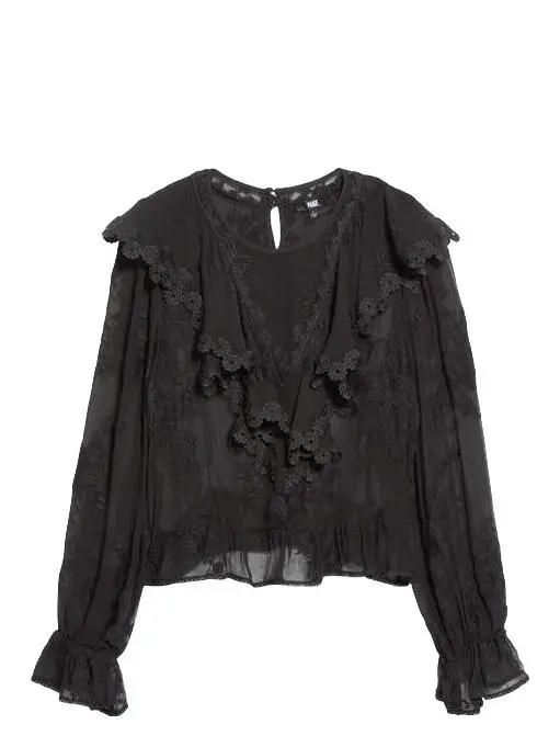Paige Akari Embroidered Silk Shirt - Black