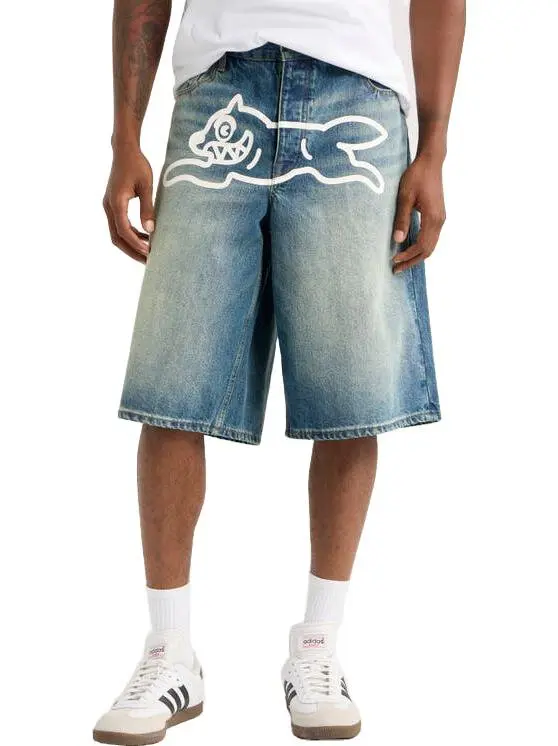 ICECREAM Orange Cotton Denim Shorts - Lemon Tart