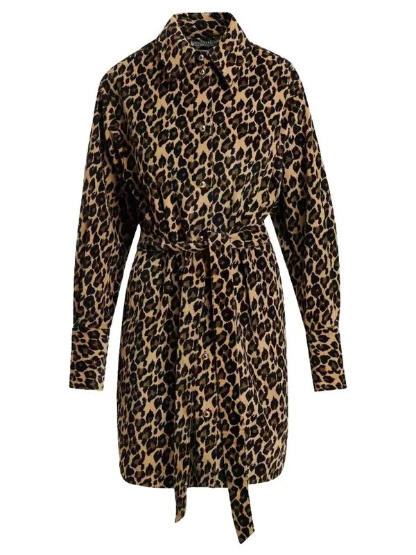 Essentiel Antwerp Kustody Leopard-print Shirt Mini Dress - Brown