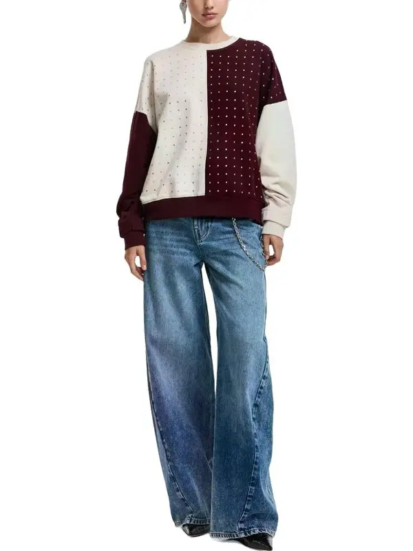 Essentiel Antwerp Rhinestone-embellished Color-block Sweatshirt - Neutrals