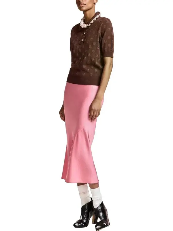 Essentiel Antwerp Polka-dot Rhinestone-button Polo Top - Brown