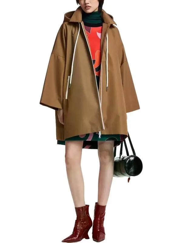 Essentiel Antwerp Krimson Water-repellent Hooded Coat - Brown