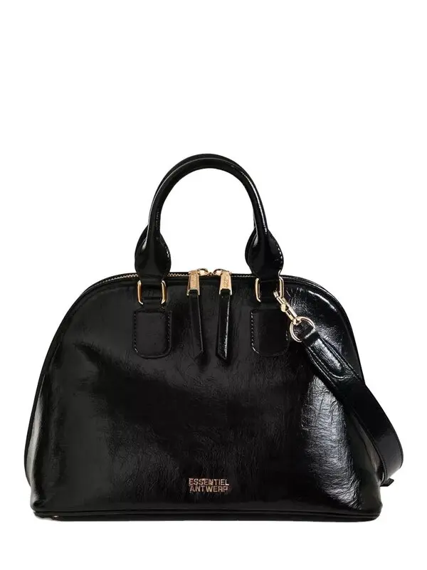 Essentiel Antwerp Patent-effect Karla Shoulder Bag - Black