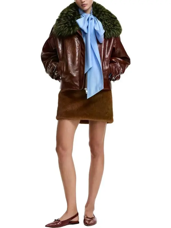 Essentiel Antwerp Kabuki Croc-effect Jacket - Brown