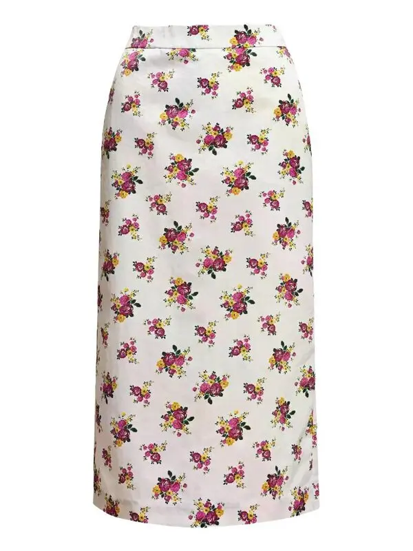 Essentiel Antwerp Kustard Floral-print Back-slit Midi Skirt - Neutrals