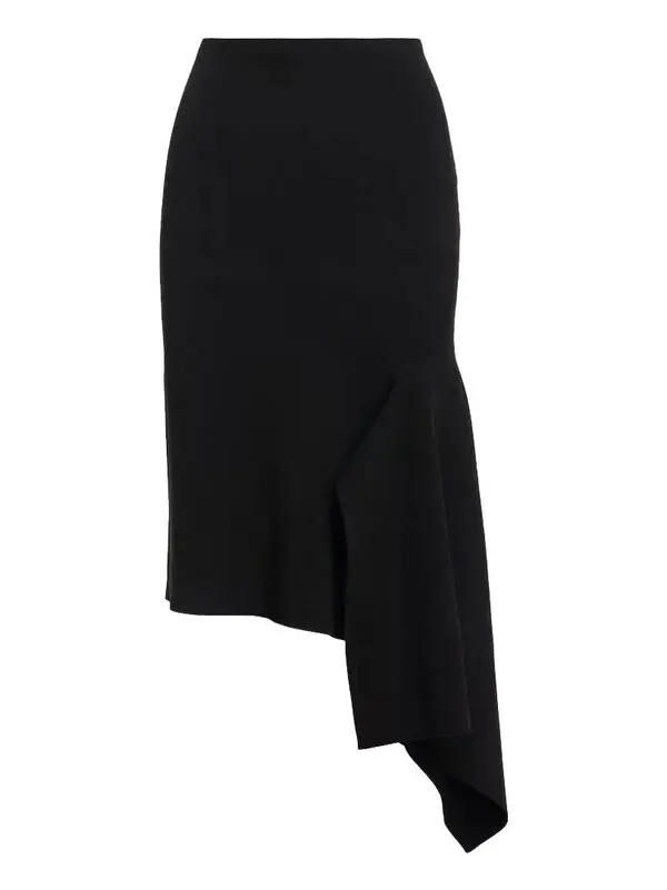 Essentiel Antwerp Asymmetric Ruffled Midi Skirt - Black