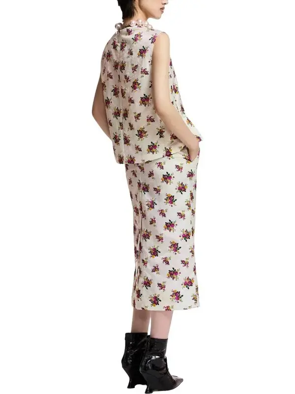 Essentiel Antwerp Klara Floral-print Ruffled Top - Neutrals