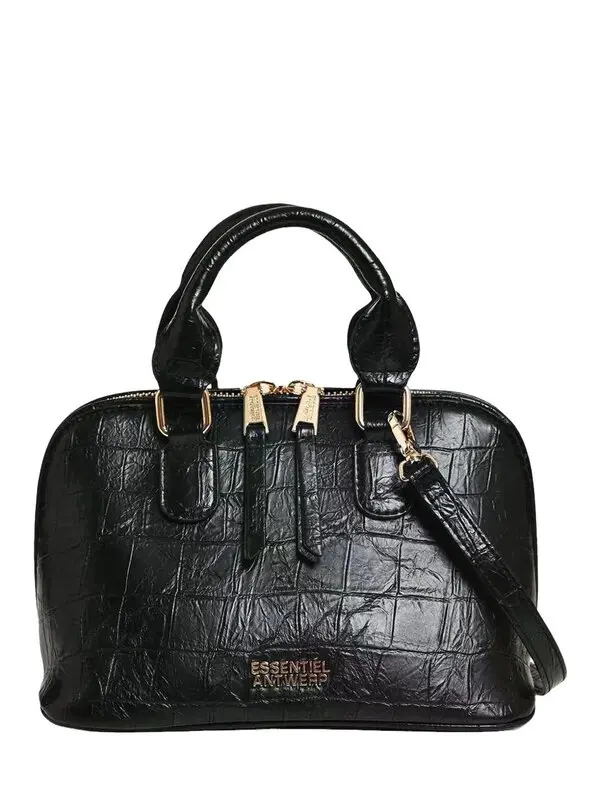 Essentiel Antwerp Croc-effect Zip-fastening Tote Bag - Black
