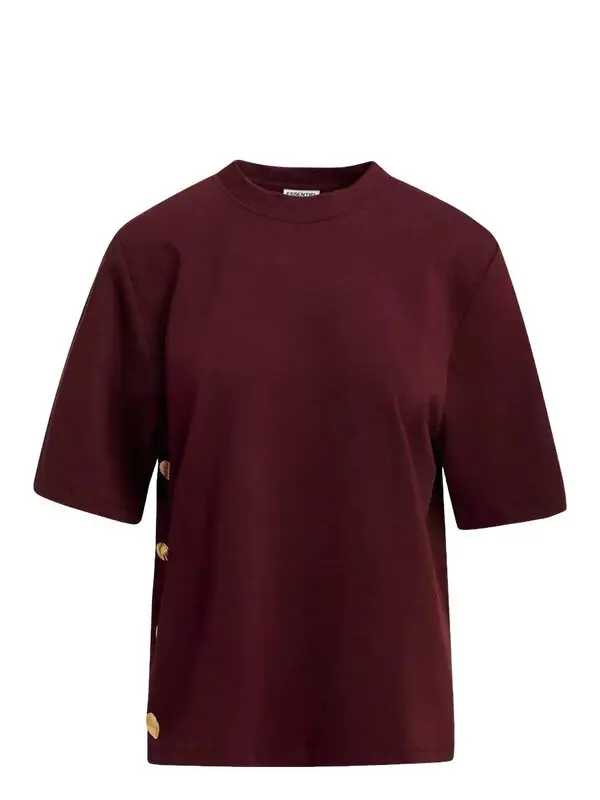 Essentiel Antwerp Korse Button-detail Crew-neck T-shirt - Red
