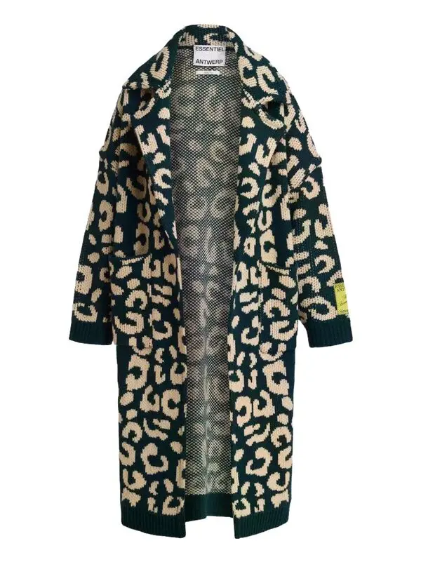 Essentiel Antwerp Keo Leopard-jacquard Cardigan - Green
