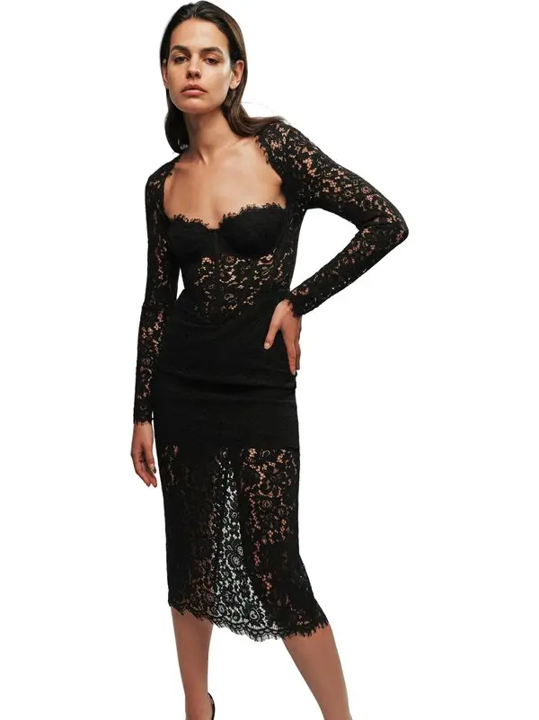 Bardot Clarissa Corset Midi Dress - Black