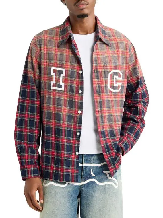 ICECREAM Grapefruit Cotton Graphic Button-up Shirt - Plaid