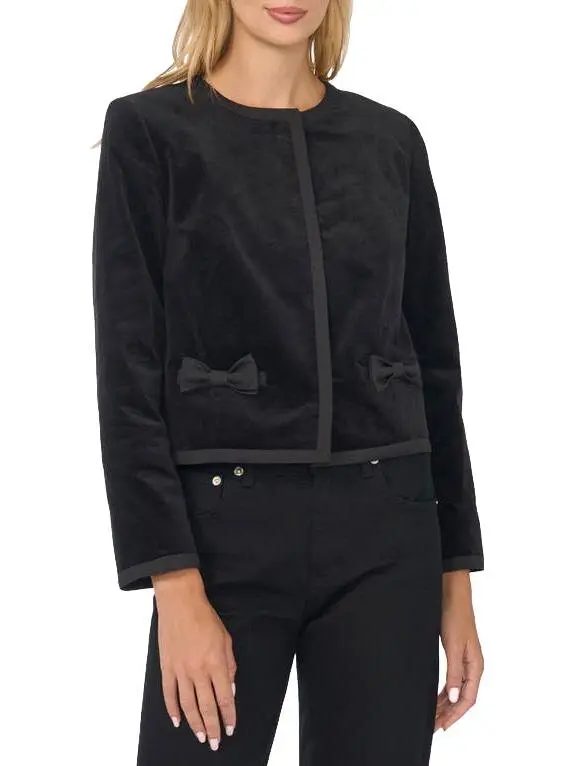 CECE DUPRAZ Bow Detail Collarless Jacket - Rich Black