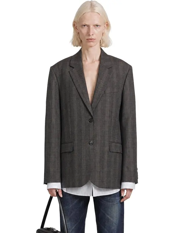 Acne Studios Layered Check Wool Blazer - Brown