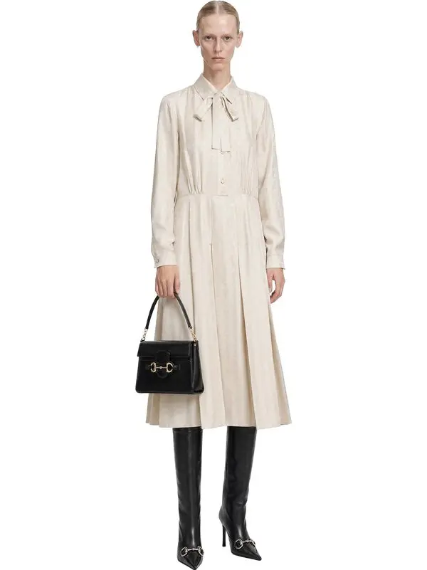 Gucci Crest Silk Habotai Dress - Beige
