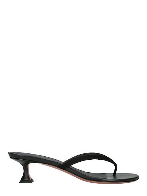 Amina Muaddi Juliette 45 Thong Leather Heels - Black