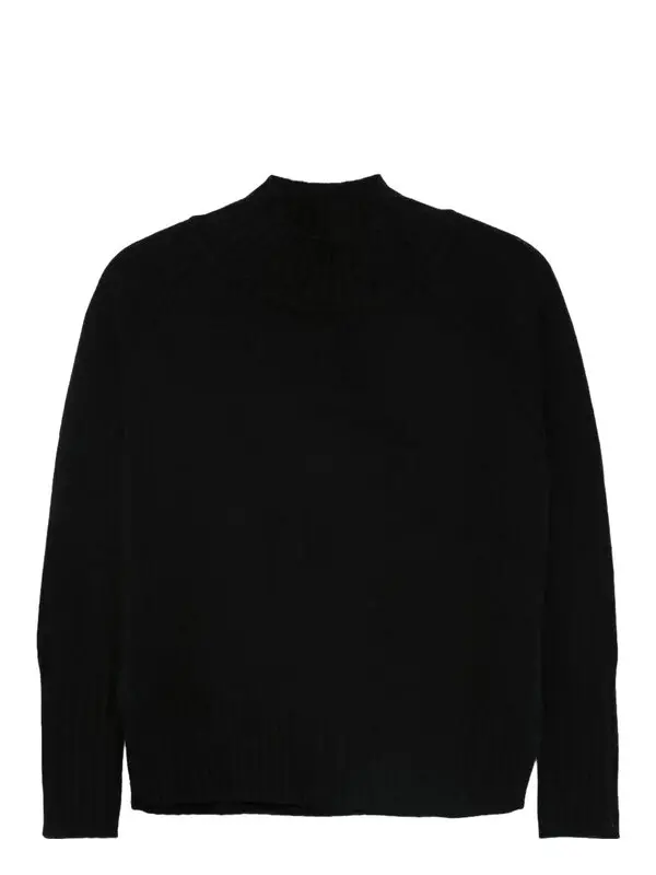 BEYOU Ribbed-knit Raglan-sleeve Sweater - Black