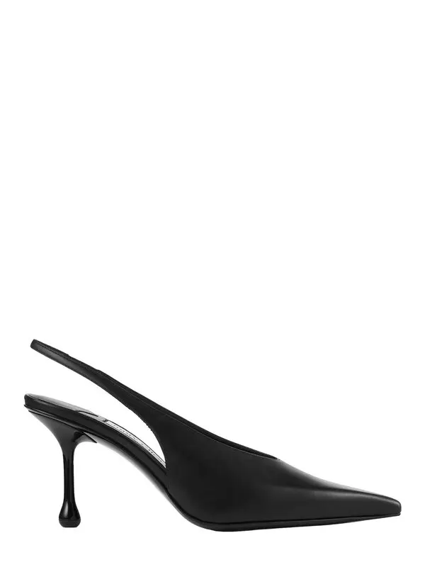 JIMMY CHOO Isa 80 Calf Leather Slingbacks - Black