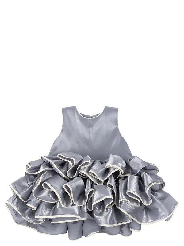 KONGES SLØJD Fia Frill Satin Mini Dress - Blue