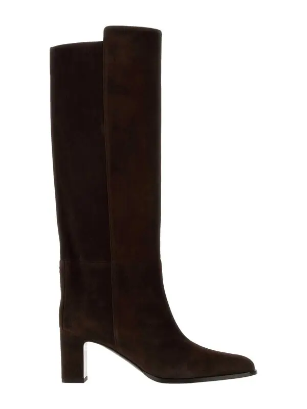 JIMMY CHOO Caly Suede Boot With 6.5 Cm Heel - Brown