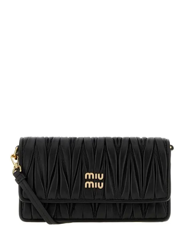 Miu Miu Mini Nappa Leather Crossbody Handbag 17.5 Cm X 9.5 Cm X 4 Cm - Black