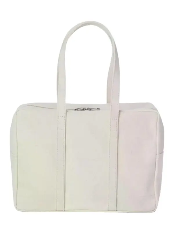 AMIACALVA Washed Canvas Boston Small Tote Bag - Neutrals